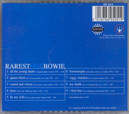 David Bowie RarestOneBowie UK CD album (CDLP) (844152)
