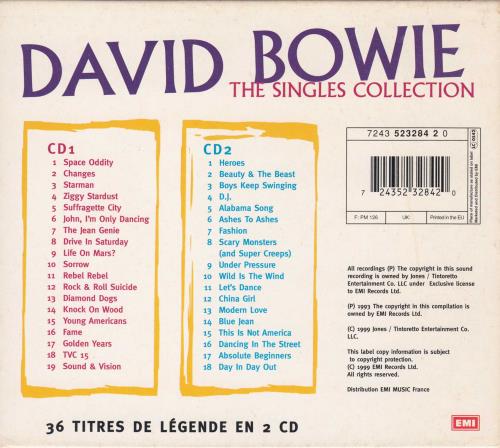 David Bowie The Singles Collection French 2 CD album set (Double CD ...