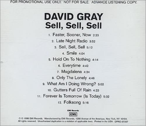 David Gray Sell, Sell, Sell US Promo CD album (CDLP) (215983)
