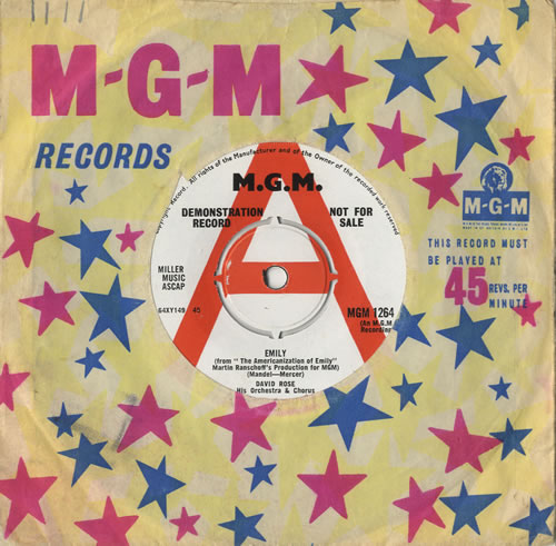 David Rose Emily UK Promo 7" vinyl single (7 inch record / 45) (471031)
