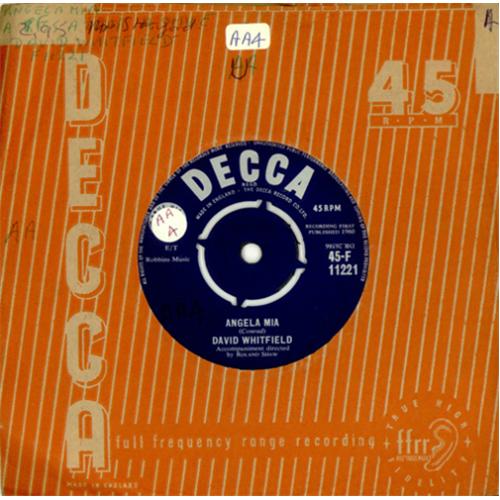 David Whitfield Angela Mia UK 7" vinyl single (7 inch record / 45) (419785)