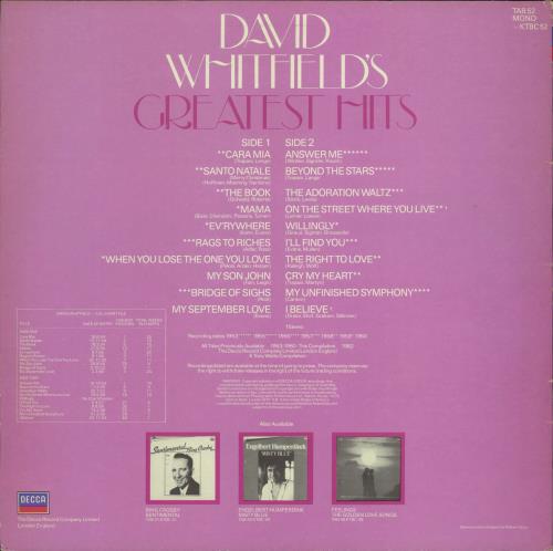 David Whitfield Greatest Hits UK vinyl LP album (LP record) (775394)