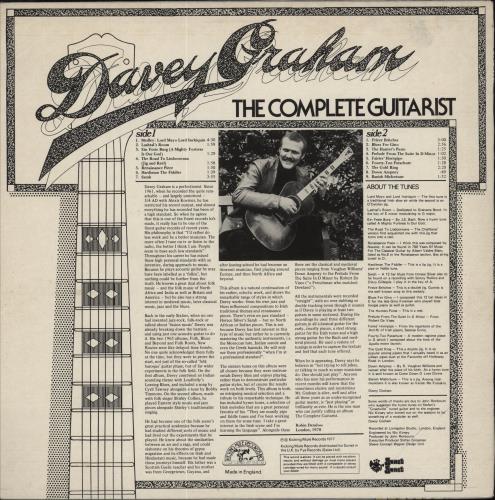 Davy Graham The Complete Guitarist UK vinyl LP album (LP record) (791124)