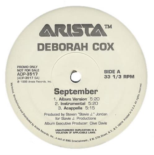 Deborah Cox September US Promo 12" vinyl single (12 inch record / Maxi ...