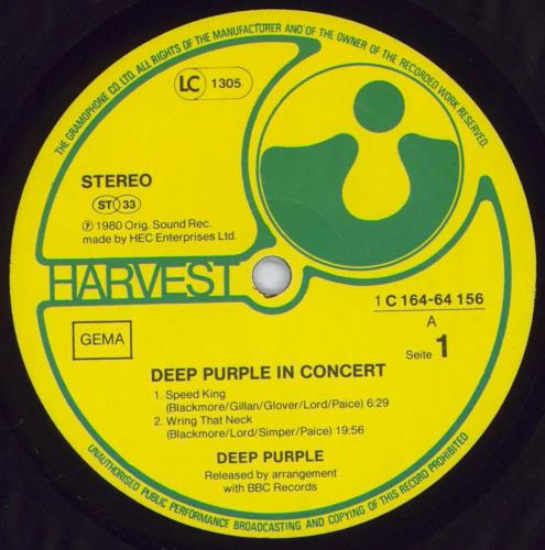 Deep Purple Deep Purple In Concert Dutch 2 Lp Vinyl Record Set Double