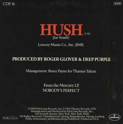 Deep Purple Hush US Promo CD single (CD5 / 5") (73940)