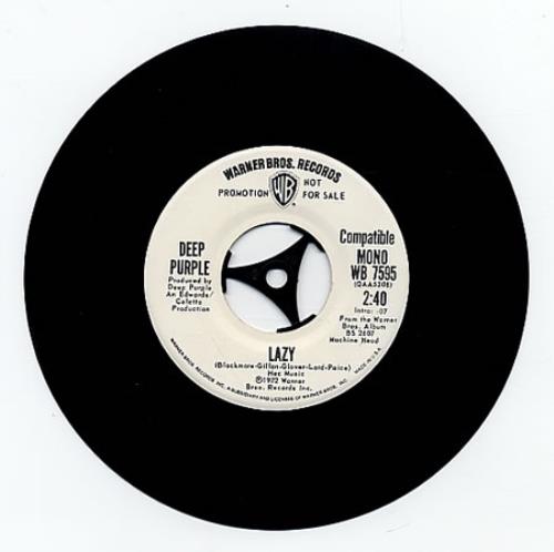 Deep Purple Lazy US Promo 7" vinyl single (7 inch record / 45) (327344)