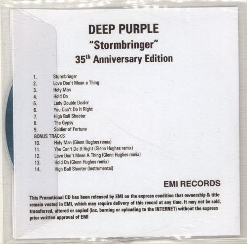 Deep Purple Stormbringer 35th Anniversary Edition UK Promo CD-R acetate (466520)