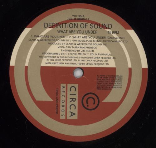 Definition Of Sound What Are You Under UK 12" vinyl single (12 inch ...