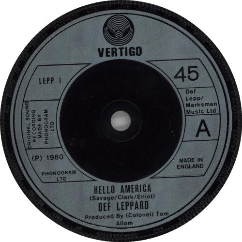 Def Leppard Hello America + Sleeve UK 7" vinyl single (7 inch record ...