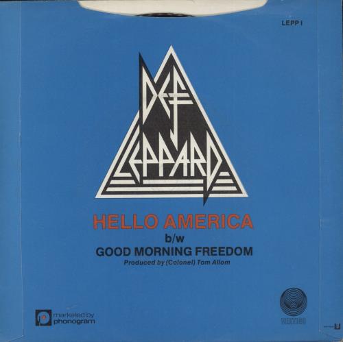 Def Leppard Hello America + Sleeve UK 7" vinyl single (7 inch record ...
