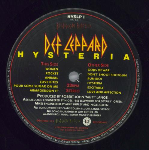 Def Leppard Hysteria - Triple Hype-Stickered UK vinyl LP album (LP ...