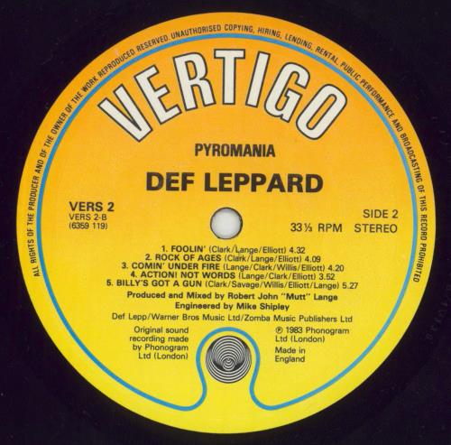 Def Leppard Pyromania UK vinyl LP album (LP record) (383996)