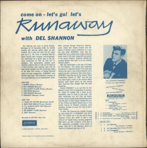 Del Shannon Runaway UK vinyl LP album (LP record) (688768)