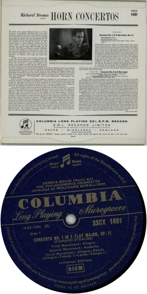 Dennis Brain Richard Strauss Horn Concertos UK vinyl LP album (LP ...