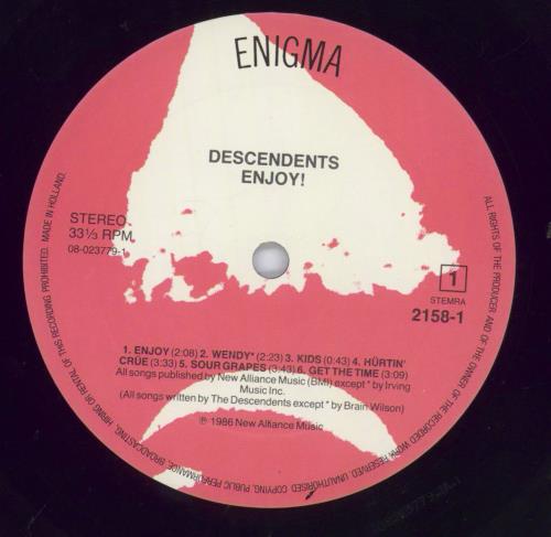 Descendents Enjoy! Dutch vinyl LP album (LP record) (831698)