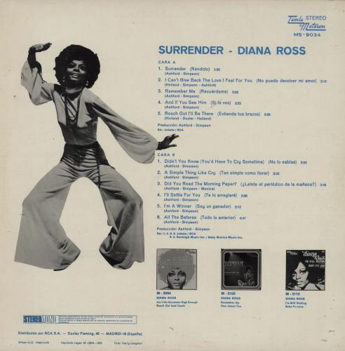 Diana Ross Surrender Spanish vinyl LP album (LP record) (757875)
