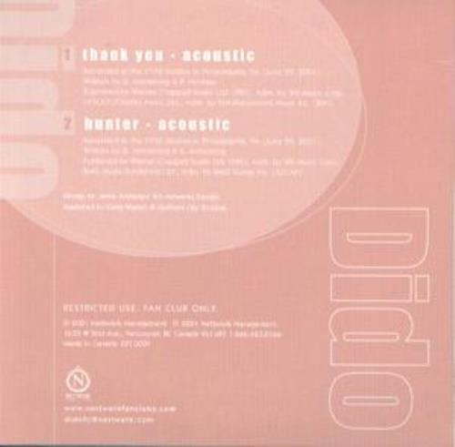 Dido Official Fan Cub CD Volume One Canadian CD single (CD5 / 5") (543642)