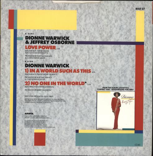 Dionne Warwick Love Power UK 12" vinyl single (12 inch record / Maxi-single) (725977)