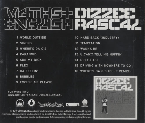 Dizzee Rascal Maths + English US Promo CD single (CD5 / 5") (462698)