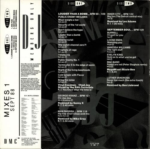 DMC September 88 Mixes 1 UK Promo 12" vinyl single (12 inch record ...