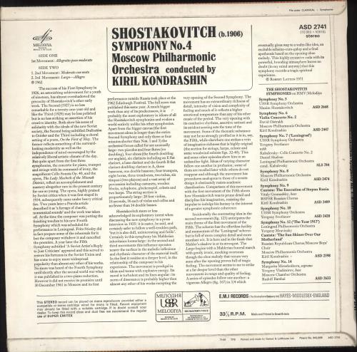 Dmitri Shostakovich Shostakovich: Symphony No. 4 UK vinyl LP album (LP record) (724798)