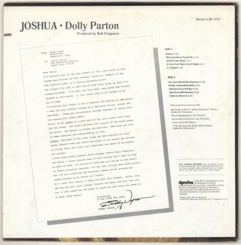 Dolly Parton Joshua US vinyl LP album (LP record) (726139)