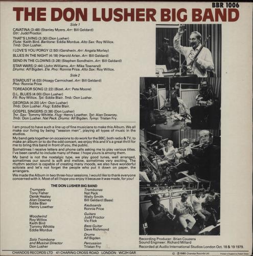 Don Lusher Cavatina UK vinyl LP album (LP record) (751022)