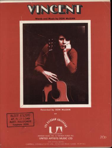 Don McLean Vincent UK sheet music (420559) SHEET MUSIC