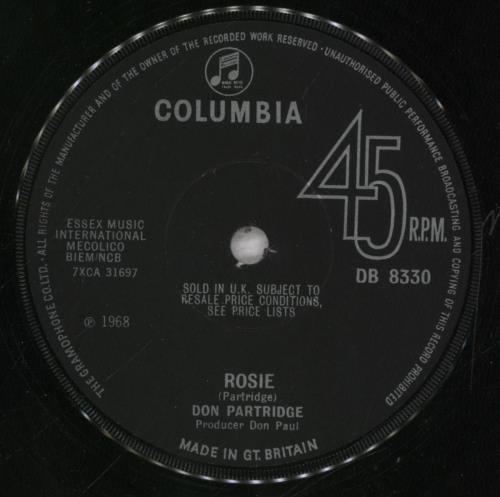 Don Partridge Rosie - solid centre UK 7" vinyl single (7 inch record ...