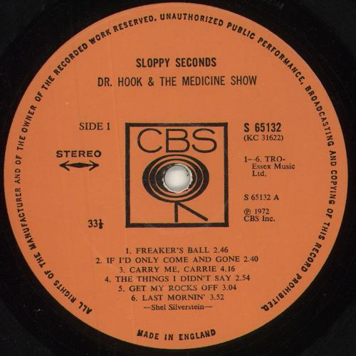 Dr Hook Sloppy Seconds - 1st UK vinyl LP album (LP record) (746318)