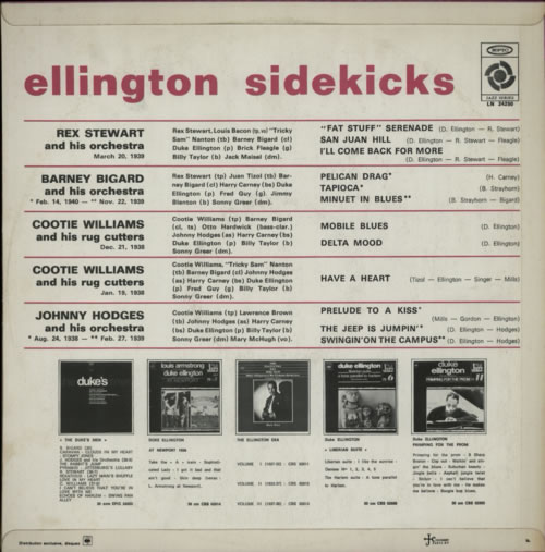 Duke Ellington Ellington Sidekicks French vinyl LP album (LP record) (548063)