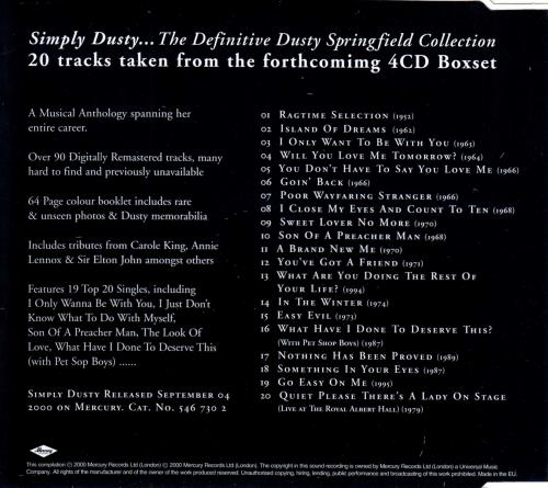 Dusty Springfield Simply... Dusty - Box Set Sampler UK Promo CD album ...