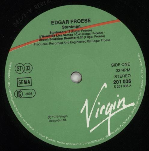 Edgar Froese Stuntman German vinyl LP album (LP record) (851981)