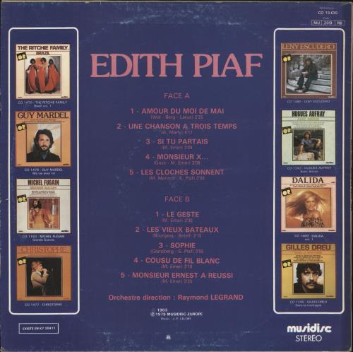 Edith Piaf Edith Piaf French vinyl LP album (LP record) (743534)