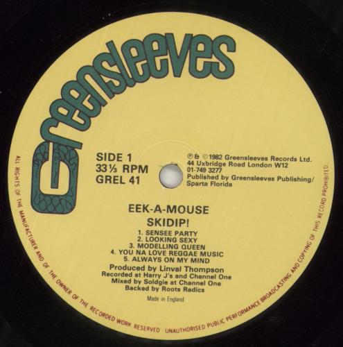 Eek-A-Mouse Skidip! UK vinyl LP album (LP record) (859328)