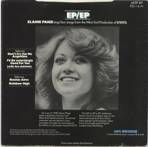Elaine Paige EP/EP UK 7" vinyl single (7 inch record / 45) (559526)