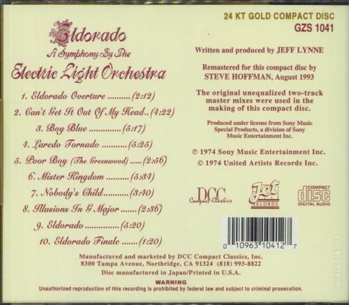 Electric Light Orchestra Eldorado US CD album (CDLP) (814356)