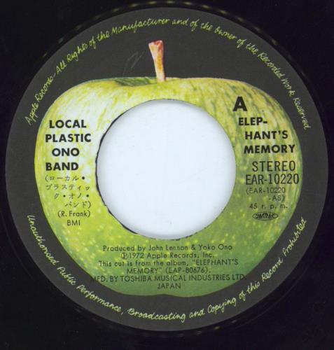 Elephant's Memory Local Plastic Ono Band Japanese Promo 7" vinyl single ...