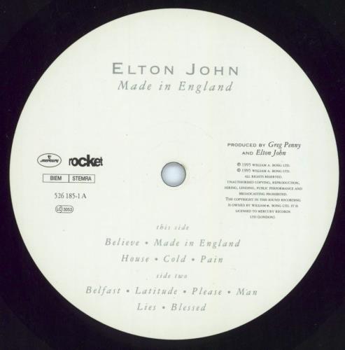 Elton John Made In England UK vinyl LP album (LP record) (497129)