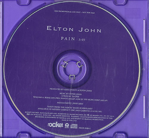 Elton John Pain US Promo CD single (CD5 / 5") (45994)