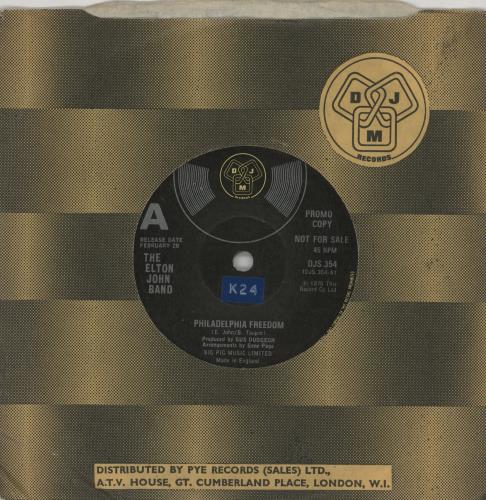 Elton John Philadelphia Freedom UK Promo 7" vinyl single (7 inch record ...