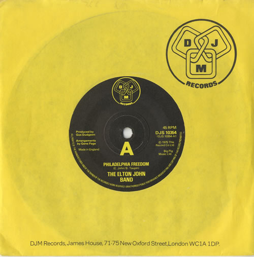 Elton John Philadelphia Freedom UK 7" vinyl single (7 inch record / 45 ...