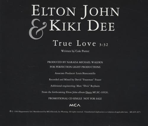 Elton John True Love US Promo CD single (CD5 / 5") (23663)