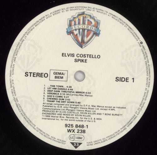 Elvis Costello Spike German vinyl LP album (LP record) (245148)