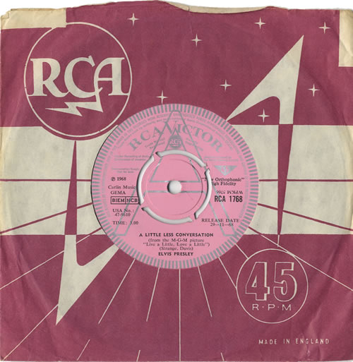 Elvis Presley A Little Less Conversation UK Promo 7" vinyl single (7 ...