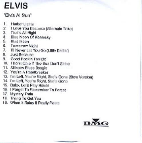 Elvis Presley Elvis At Sun UK Promo CD-R acetate (292796)
