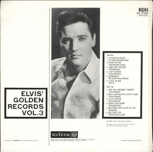 Elvis Presley Elvis' Golden Records Vol. 3 - Orange Label UK vinyl LP album (LP record) (371594)