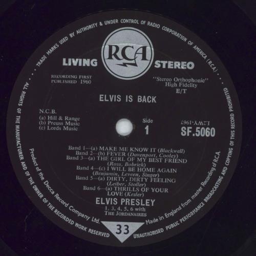Elvis Presley Elvis Is Back! - 1st - VG UK vinyl LP album (LP record ...