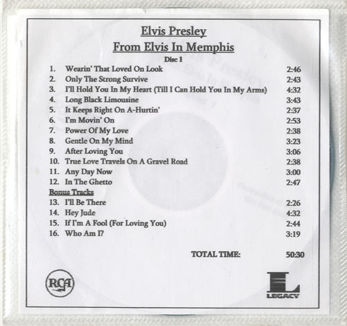 Elvis Presley From Elvis In Memphis - Legacy Edition US Promo CD-R ...